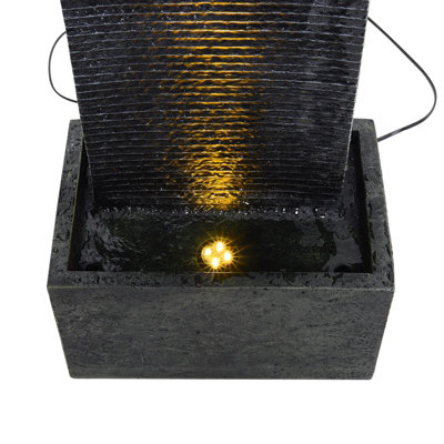 Outdoor Garden Wall Standing Water Feature Fountain with Warm Light W ...