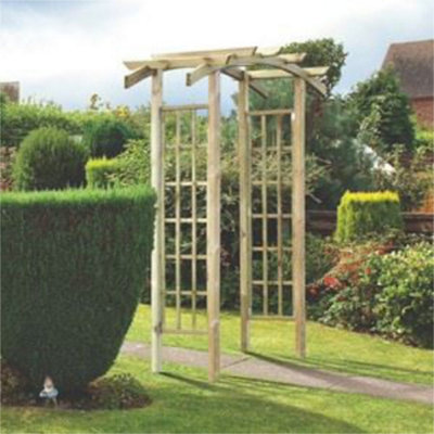 Outdoor Garden Wooden Arch Bow Top 248.5 x 160 x 72cm Decorative Square ...