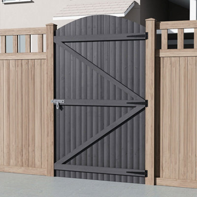 Outdoor Grey Arch Top Garden Gate Yard Patio Entrance Way Door Security ...