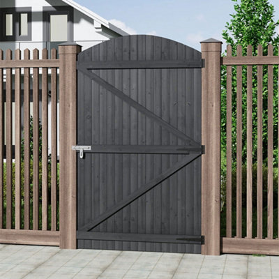 Outdoor Grey Arch Top Garden Gate Yard Patio Entrance Way Door Security ...