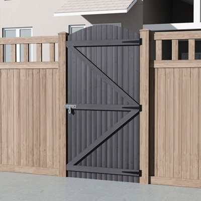 Outdoor Grey Arch Top Garden Gate Yard Patio Entrance Way Door Security ...
