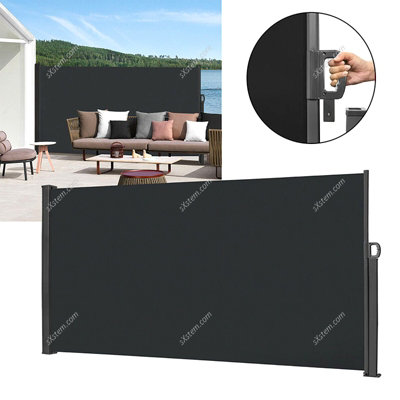 Outdoor Grey Folding Retractable Garden Sided Awning Waterproof ...
