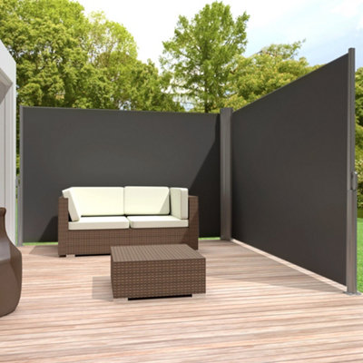 Outdoor Grey Retractable Awning Garden Double Sided Awning Waterproof ...