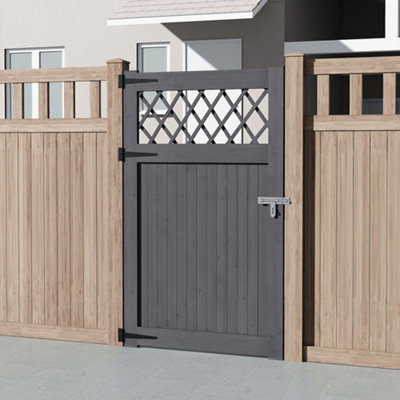 Outdoor Grey Rhombus Garden Gate Yard Patio Entrance Way Door Security ...