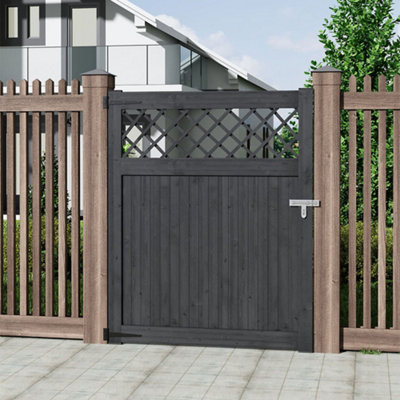 Outdoor Grey Wooden Garden Gate Patio Locable Door Gate Fence Security ...