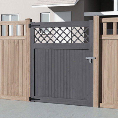 Outdoor Grey Wooden Garden Gate Patio Locable Door Gate Fence Security ...