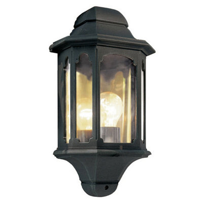 Buy Outdoor IP44 1 Bulb Half Lantern Wall Light 5 Sided Black LED E27 100W | DIY at B&Q