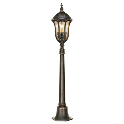 Outdoor IP44 3 Bulb Bollard Lamp Post Style Walnut LED E14 60W | DIY at B&Q