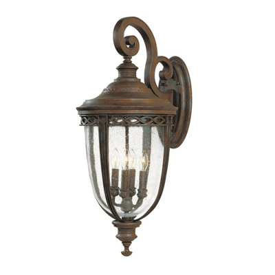Outdoor IP44 4-Bulb Wall Light in British Bronze with LED E14 Socket