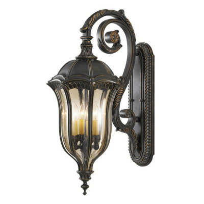 Outdoor IP44 4Wall Light Sconce ScrolLED Up & Over Arm Walnut LED E14 ...