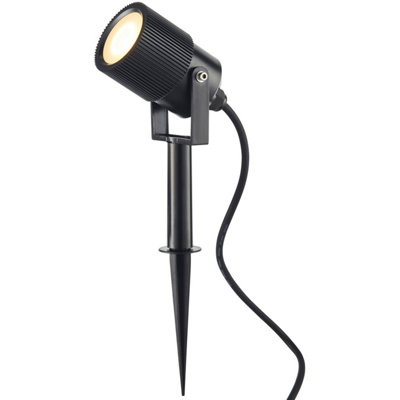 Outdoor IP65 Ground Spike Spotlight - Dimmable 5W GU10 LED - Frosted ...