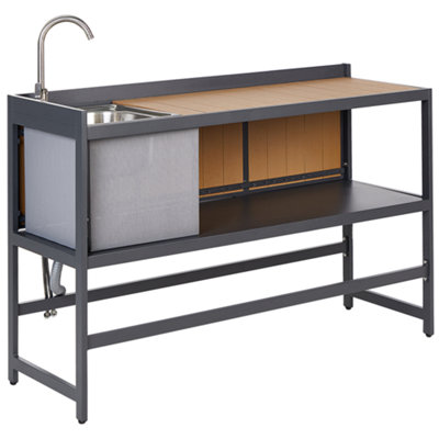Outdoor Kitchen Set with Sink ORTISEI Metal Light Brown