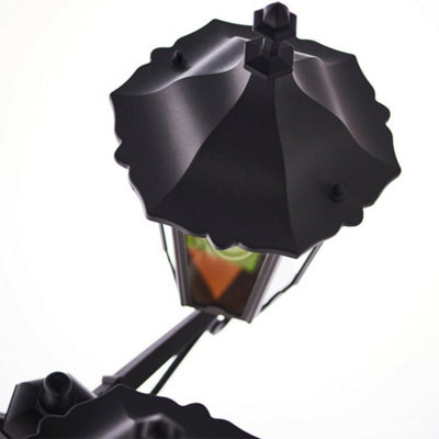 Outdoor Lantern Lamp Post Matt Black & Glass 2.3m Tall 3 Light Garden ...