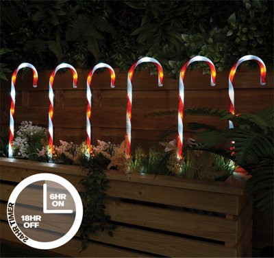 Outdoor LED Light Up Christmas Candy Cane Set of 6 with Timer and ...