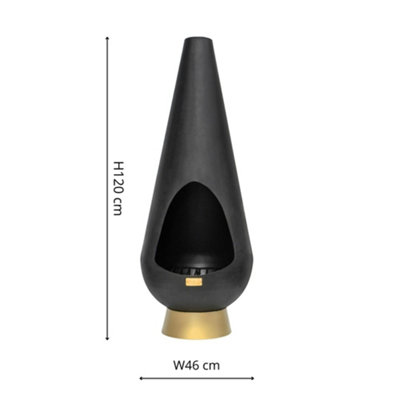 Shop Outdoor Leo Fireplace in Matt Black/Antique Gold H120CM W46CM