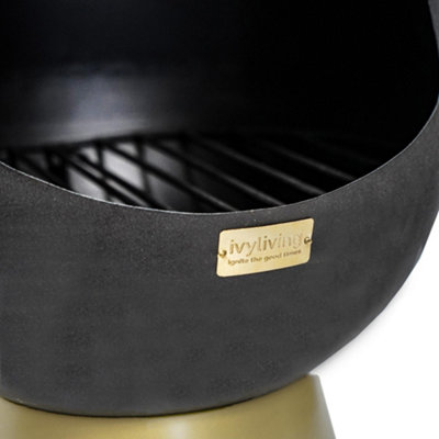 Shop Outdoor Leo Fireplace in Matt Black/Antique Gold H120CM W46CM