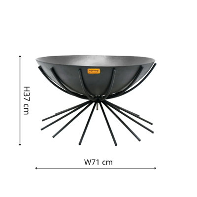 Outdoor Metal Dakota Fire Pit in Black H37Cm W71Cm