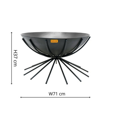 Outdoor Metal Dakota Fire Pit - Metal - L73 x W71 x H37 cm - Black