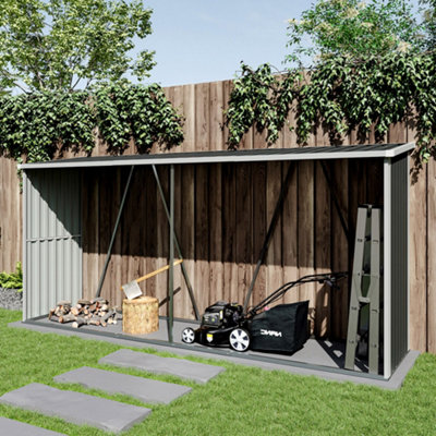 Outdoor Metal Log Store 11x3ft Large Garden Log Rack Firewood Storage ...