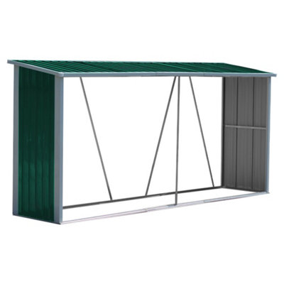 Outdoor Metal Log Store 11x3ft Large Garden Log Rack Firewood Storage ...
