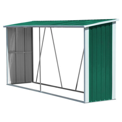 Outdoor Metal Log Store 11x3ft Large Garden Log Rack Firewood Storage ...
