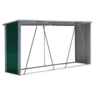 Outdoor Metal Log Store 11x3ft Large Garden Log Rack Firewood Storage ...