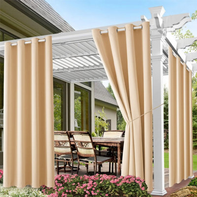 Outdoor Off-White Pavilion Terrace Waterproof Curtain Garden Blackout ...