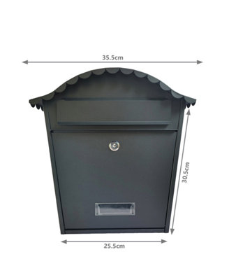Outdoor Post Box in Matt Black with Keys Weatherproof Postbox for ...