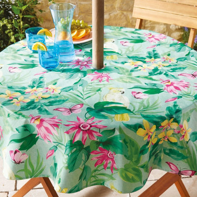 Outdoor PVC Tablecloth - Home or Garden Dining Table Cover with Parasol ...