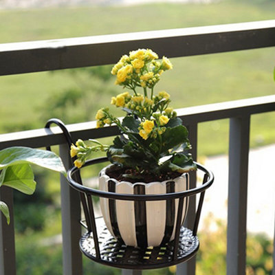 Outdoor Railing-Hanging Weatherproof Anti-Tipping Iron Flower Pot Rack