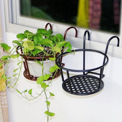 Outdoor Railing-Hanging Weatherproof Anti-Tipping Iron Flower Pot Rack