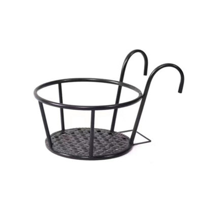 Outdoor Railing-Hanging Weatherproof Anti-Tipping Iron Flower Pot Rack