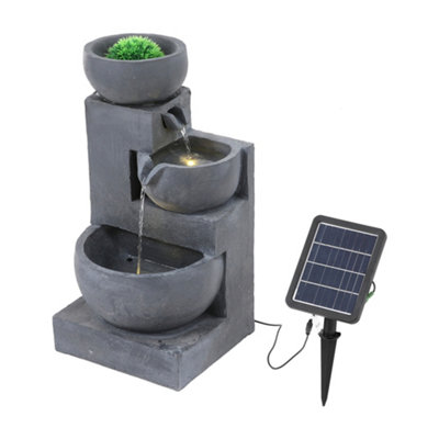 Outdoor Rockery Solar Powered Cascading Water Feature Garden Layered ...