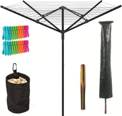 Outdoor Rotary Clothes Airer 50m 4 Arm Foldable Garden Washing Line ...