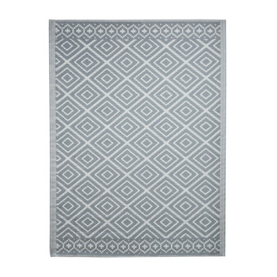 Outdoor Rug in Grey Aztec Design, Made from Recycled Polypropylene ...