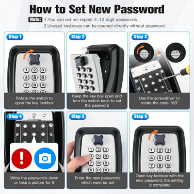 Outdoor Security Key Box Large Waterproof Wall Mounted Key Box With 12 ...