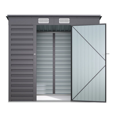 Outdoor Shed Single Door Galvanized Steel Plate Shed Storage Shed in Grey