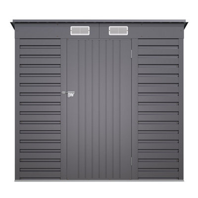 Outdoor Shed Single Door Galvanized Steel Plate Shed Storage Shed in Grey