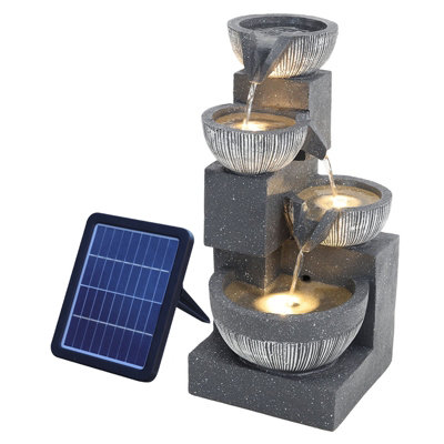 Outdoor Solar Power Garden Water Feature Fountain Rockery Decor 465 mm