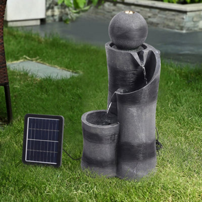 Outdoor Solar Powered Cascading Water Feature Garden Layered LED ...
