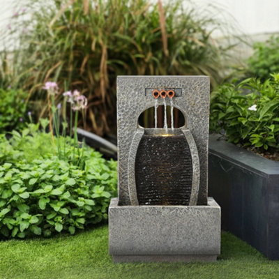 Outdoor Solar Powered Cascading Water Feature Garden Layered LED ...