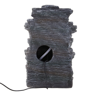 Outdoor Solar Powered Cascading Water Feature Garden Layered LED ...