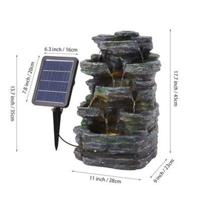 Outdoor Solar Powered Cascading Water Feature Garden Layered LED ...