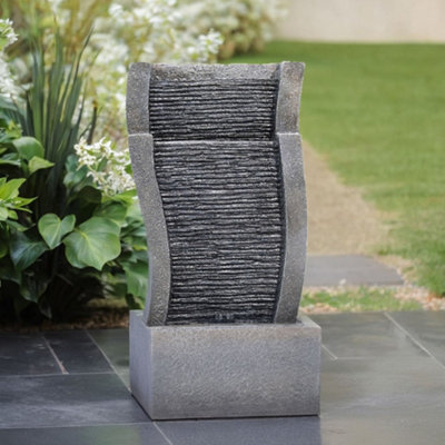 Outdoor Solar Powered Cascading Water Feature Garden Layered LED ...