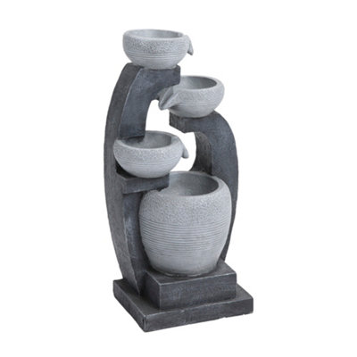 Outdoor Solar Powered Cascading Water Feature Garden Layered LED ...