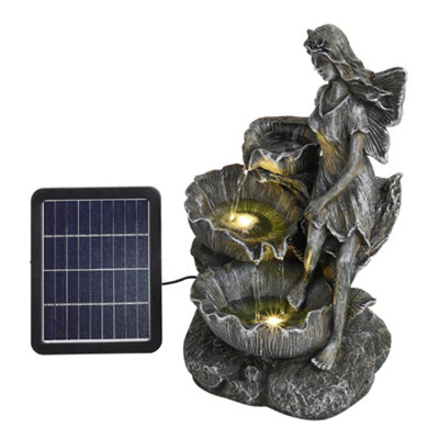 Outdoor Solar Powered Fairy Cascading Water Feature Garden Layered LED ...