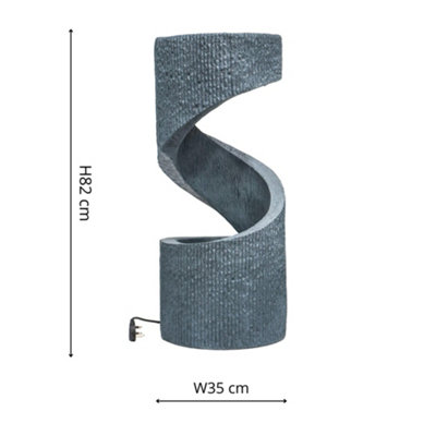Outdoor Spiral Water Feature Cement H82Cm W35CM