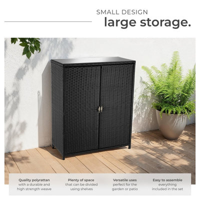 Outdoor Storage Cabinet Monza - 3 removable shelves, safety glass panel ...
