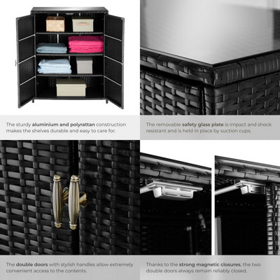 Outdoor Storage Cabinet Monza - 3 removable shelves, safety glass panel ...