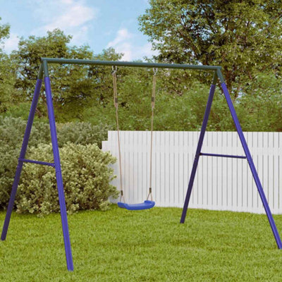 OUTDOOR SWING SEAT FOR KIDS SINGLE WITH ADJUSTABLE ROPE BLUE